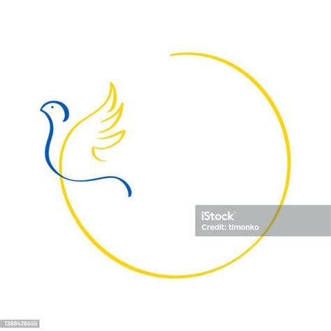 서예 선형 비둘기와 우크라이나어 플래그의 색상텍스트 프레임 우크라이나에서 전쟁을 중지합니다 평화의 상징 흰색 배경에 격리된 벡터 그림 다이빙에 대한 스톡 벡터 아트 및 기타