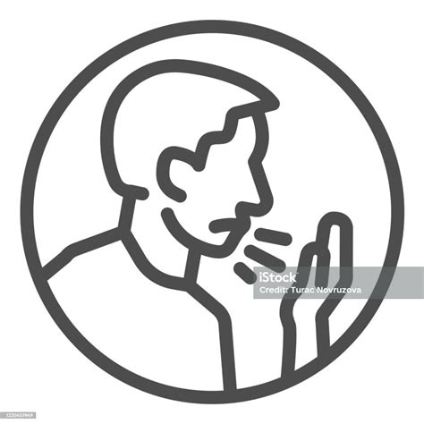 인후통 선 아이콘이 있는 인간 아바타 독감 질병 기호와 아픈 사람 흰색 배경에 스타일 그림을 윤곽 코로나 바이러스 감염 기호 개념 및 웹 디자인 벡터 그래픽 0명에 대한