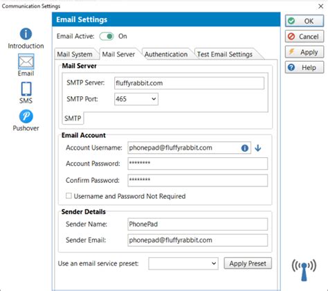 Installation MessageSender Installation Setting Up MessageSender Step 3 Communication