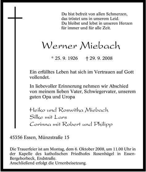 Traueranzeigen Von Werner Miebach Trauer In Nrwde