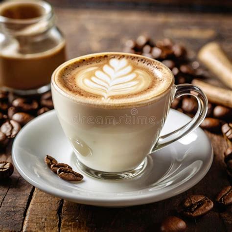 A Cup Of Latte Coffee With Foamy Milk Stock Illustration Illustration