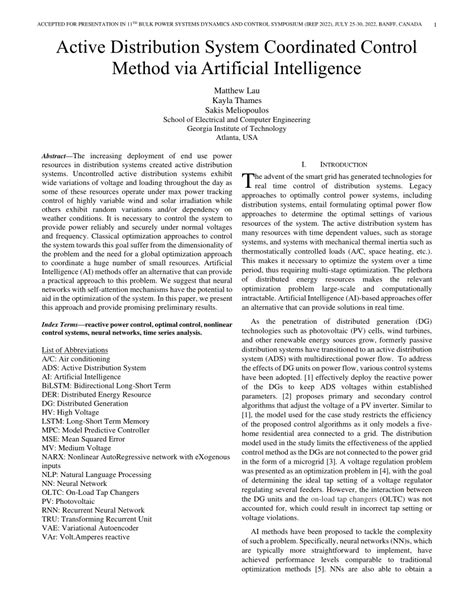 Pdf Active Distribution System Coordinated Control Method Via