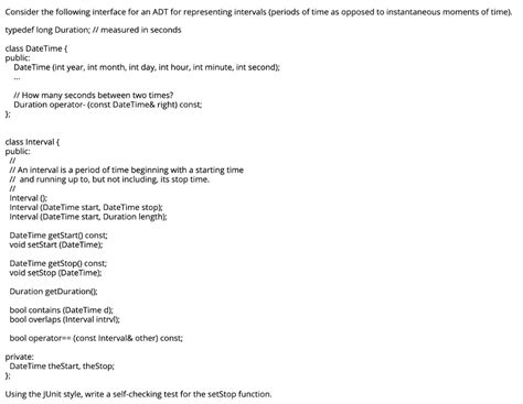 Consider The Following Interface For An Adt For