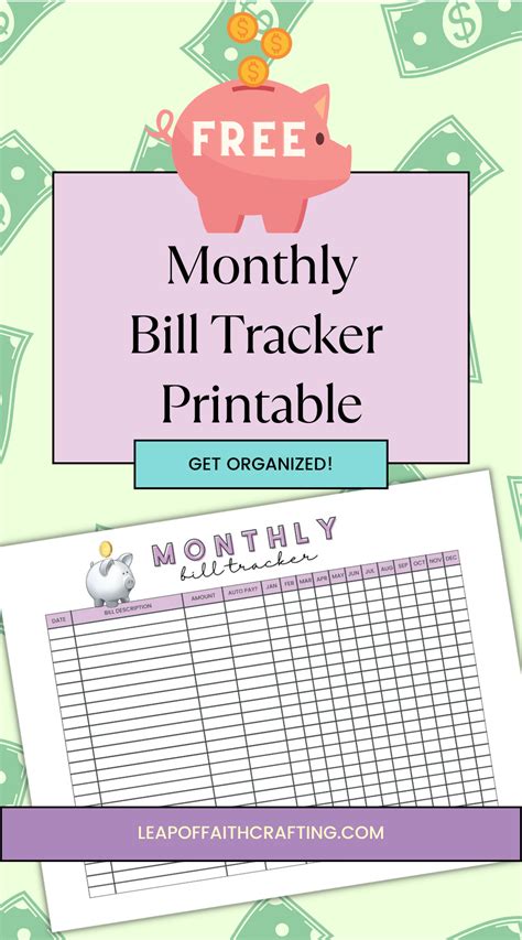 Monthly Free Printable Editable Bill Chart
