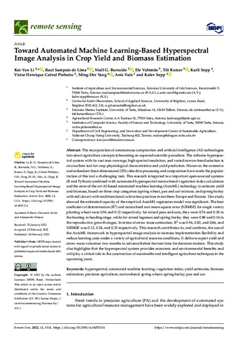 Pdf Toward Automated Machine Learning Based Hyperspectral Image
