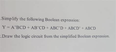 Simplify The Following Boolean Expression