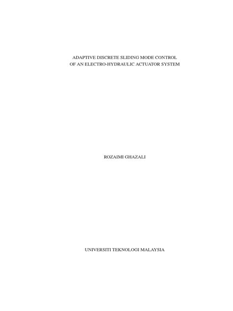 Adaptive Discrete Sliding Mode Control Of An Electro Hydraulic Actuator System Pdf Control