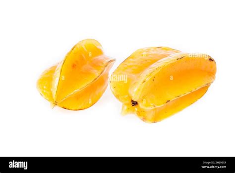 Averrhoa Carambolo Star Fruit Or Carambola Photo On White Background