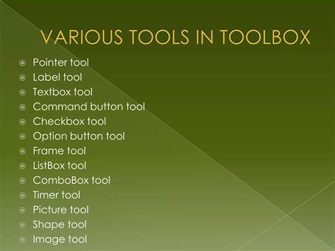 Toolbox And Its Properties In The Visual Basic Pptx