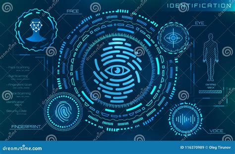 Biometric Identification By Finger Print Eye Recognize Touch Id Line