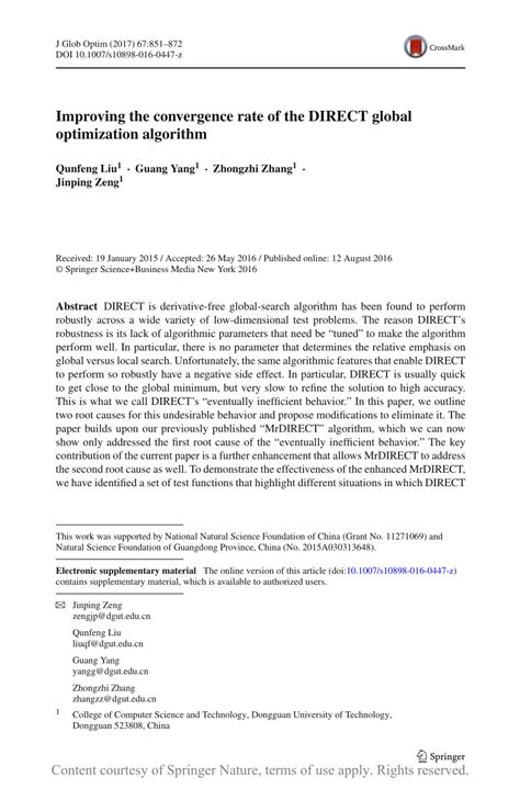 Improving The Convergence Rate Of The Direct Global Optimization