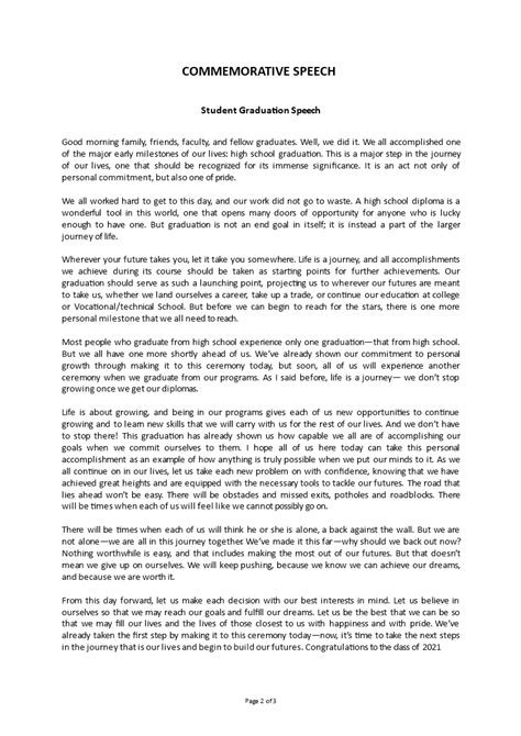 Commemorative Speech