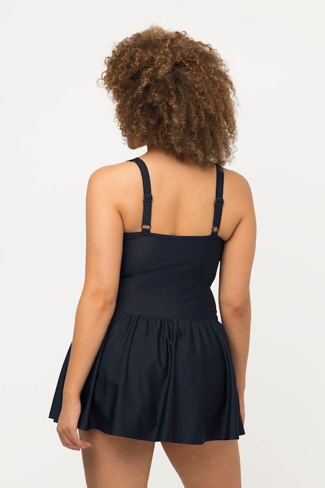 Wrap Look One Piece Underwire Swim Dress Marine Ulla Popken