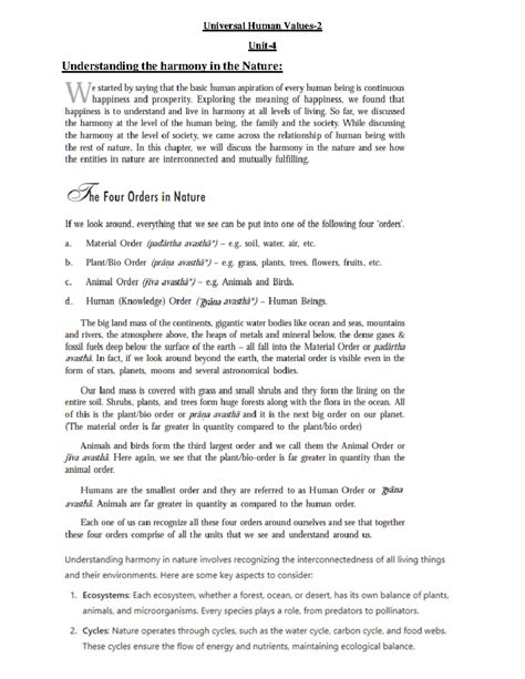 Uhv 2 Notes Unit 4 2024 25 R 20 Computer Science Of Engineering Universal Human Values 2