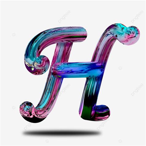 Glass Effect Letter H Chrome Colorful Character Transparent Letter H