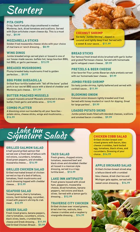 Menu Lake Inn Lapeer