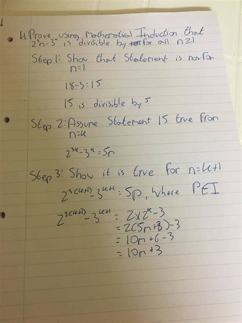 prove using mathematical induction that 2 {3n} 3 n is divisible by 5