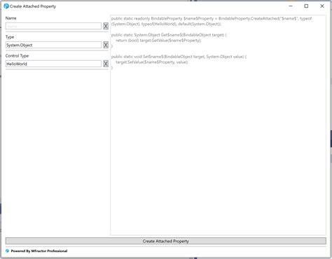 Attached Property Wizard MFractor Documentation