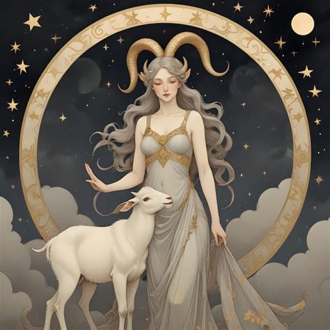 A Drawing Of A Capricorn Woman Zodiac Sign Capricorn Premium Ai