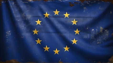 Una Bandera Azul Con Estrellas Amarillas Foto Premium