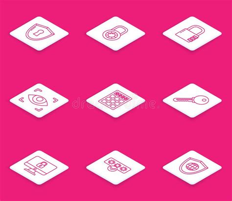 Set Line Shield With Keyhole Safe Combination Lock Wheel Eye Scan Password Protection And