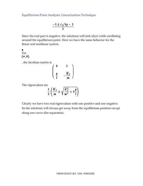 Equilibrium Point Analysis Linearization Technique Pdf