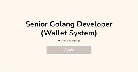 senior golang developer wallet system at lemfi