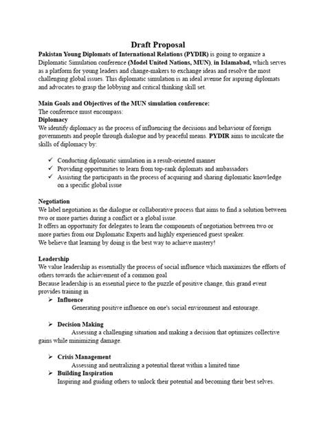 Draft Proposal Pdf Diplomacy Leadership