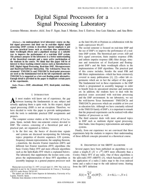 Digital Signal Processors For A Signal P Pdf Fast Fourier Transform Digital Signal Processing