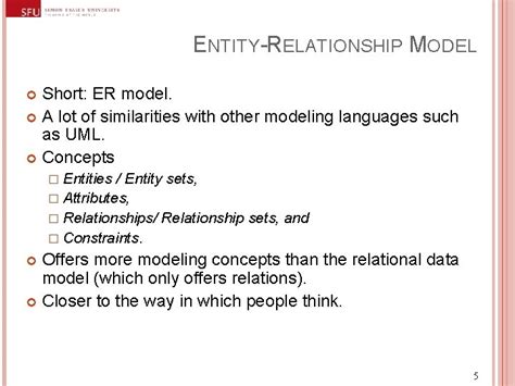 Database Systems I Week 2 The Entityrelationship Model