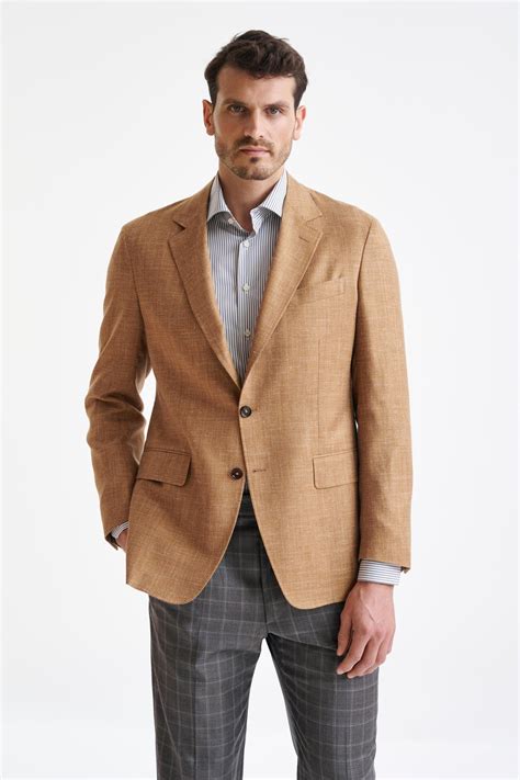 Camel Wool And Silk Kensington Jacket Amalfi Trend Scabal