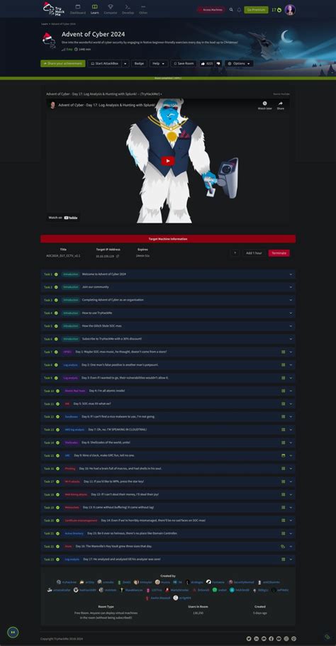 Tryhackme Adventofcyber Cybersecurity Splunk Loganalysis Spl Soc