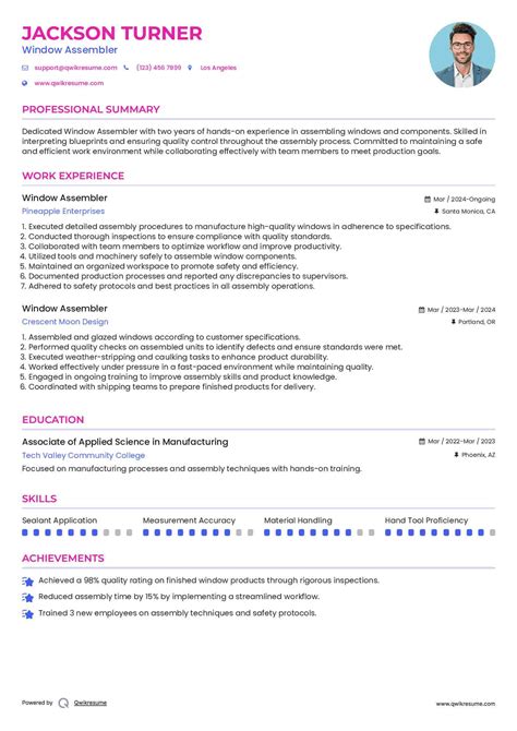 10 Window Assembler Resume Samples And Templates For 2025