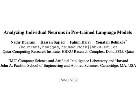 Analyzing Individual Neurons In Pre Trained Language Models Ppt