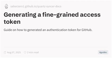 Generating A Fine Grained Access Token
