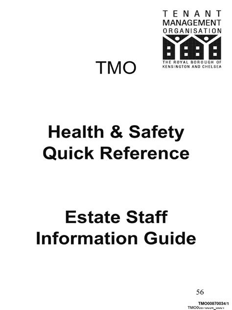 Tmo00870034 Tmo Document Entitled Tmo Health And Safety Quick Reference Estate Staff