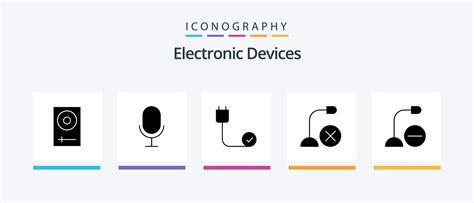 Devices Glyph 5 Icon Pack Including microphone. gadget. computers. devices. hardware. Creative ...