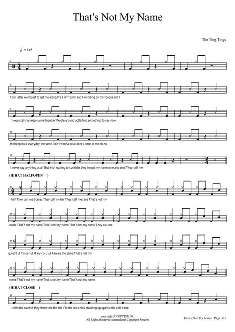 The Ting Tings Thats Not My Name Sheets By Copydrum