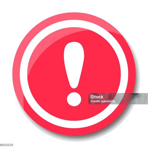 그래픽 디자인 로고 웹 사이트 소셜 미디어 모바일 앱 Ui 일러스트레이션을 위한 빨간색 서클 버튼 아이콘 벡터의 흰색 느낌표 0명에 대한 스톡 벡터 아트 및 기타 이미지