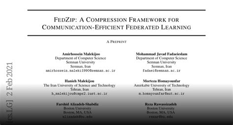 Paper Page Fedzip A Compression Framework For Communication Efficient Federated Learning