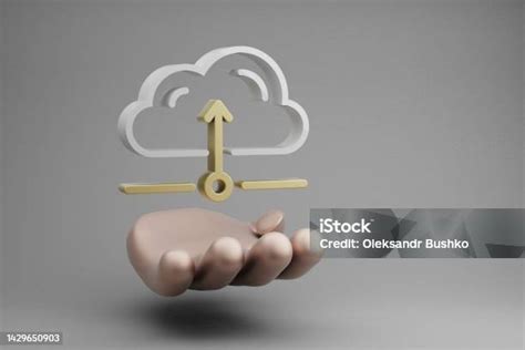 아름다운 추상적 인 삽화 회색 배경에 황금 손 보유 클라우드 데이터베이스 서버 기호 아이콘 3d 렌더링 그림 디자인의 배경 패턴 웹 호스팅 0명에 대한 스톡 사진 및 기타