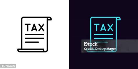 편집 가능한 획이 있는 개요 Tax 보고서 아이콘입니다 텍스트가 있는 세금 문서 과세 기간 픽토그램 세금 수수료 및 지불 송장
