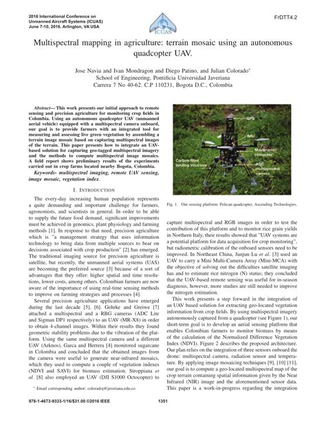 Pdf Multispectral Mapping In Agriculture Terrain Mosaic Using An