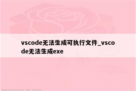 vscode无法生成可执行文件 vscode无法生成exe 陕西卓智工作室