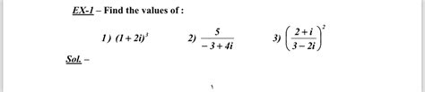 Solved Ex 1 ﻿find The Values Of