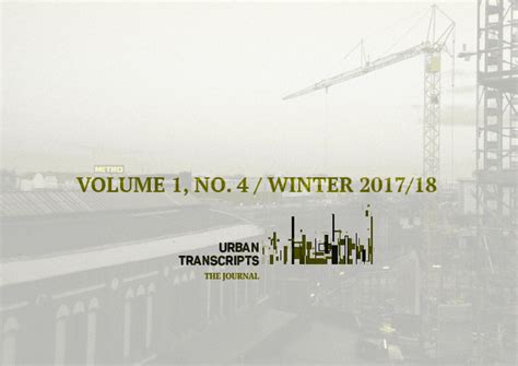 Back Issues The Urban Transcripts Journal