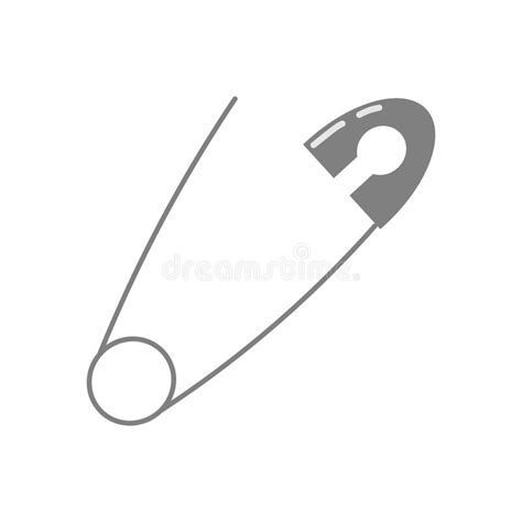 Gray Safety Pin Icon In Flat Minimalist Style Isolated On White