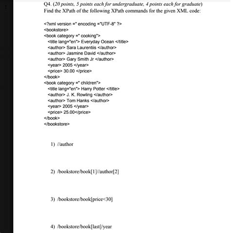 Solved Q4 20 Points 5 Points Each For Undergraduate Points Each For