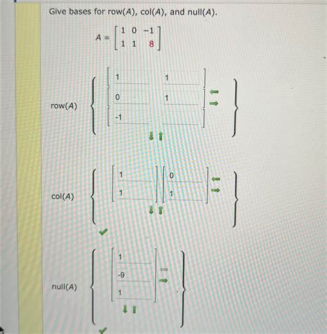 give bases for row a col a ﻿and