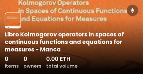 Libro Kolmogorov Operators In Spaces Of Continuous Functions And